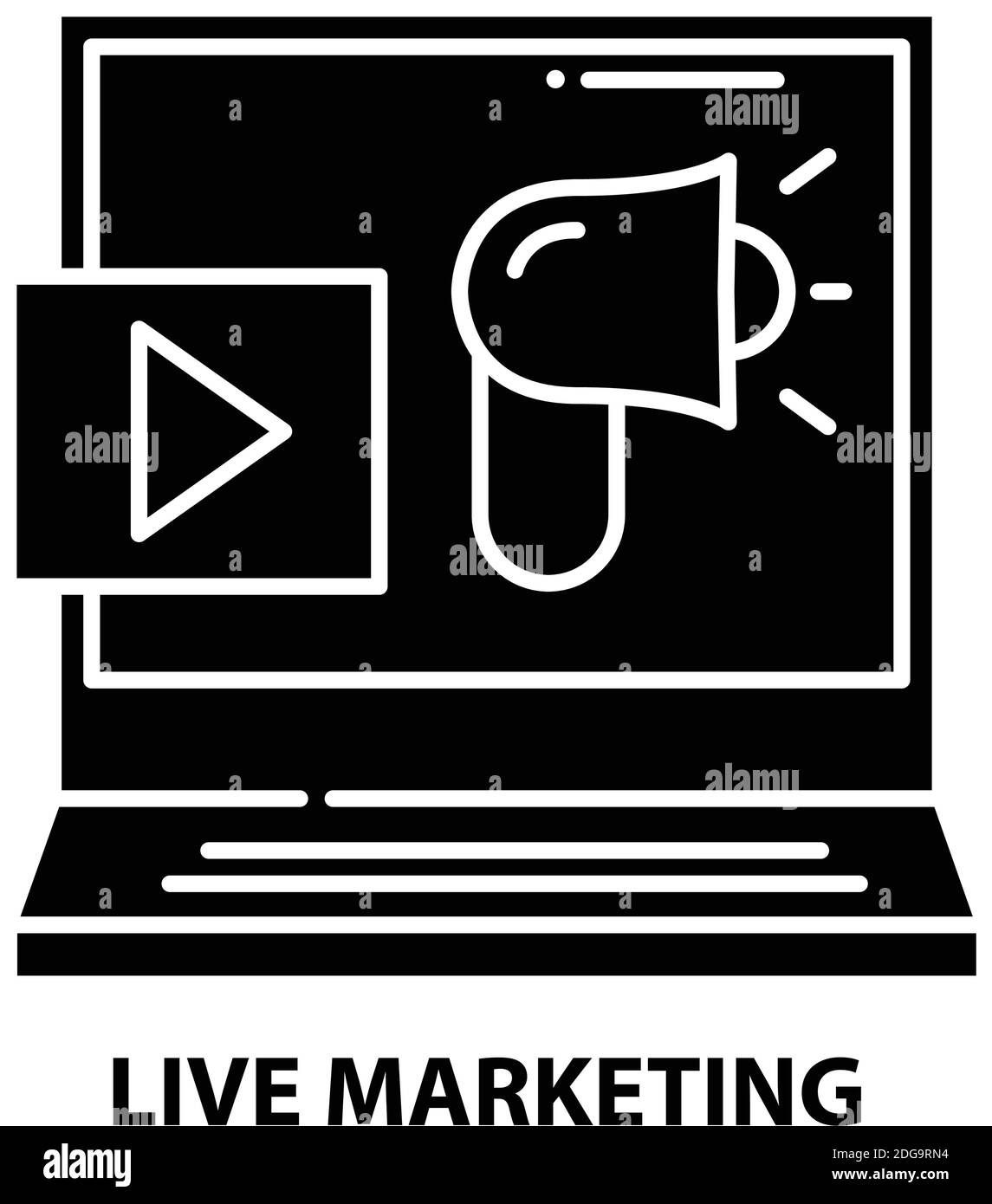 live marketing icon, black vector sign with editable strokes, concept ...