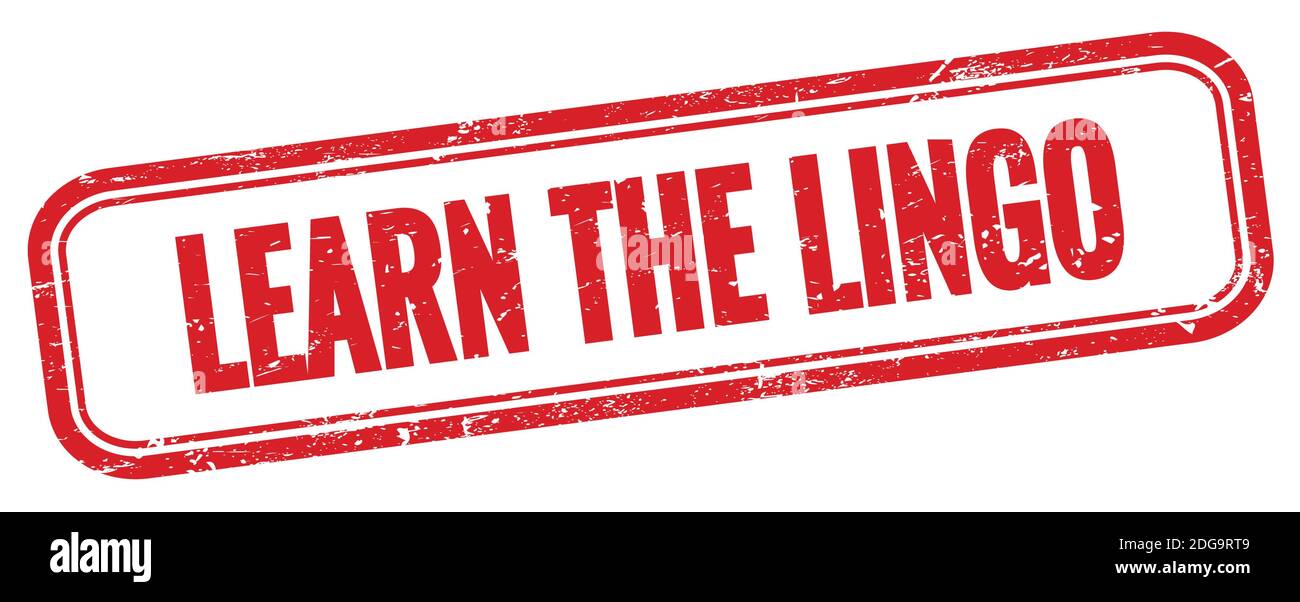 LEARN THE LINGO text on red grungy vintage rectangle stamp Stock Photo ...