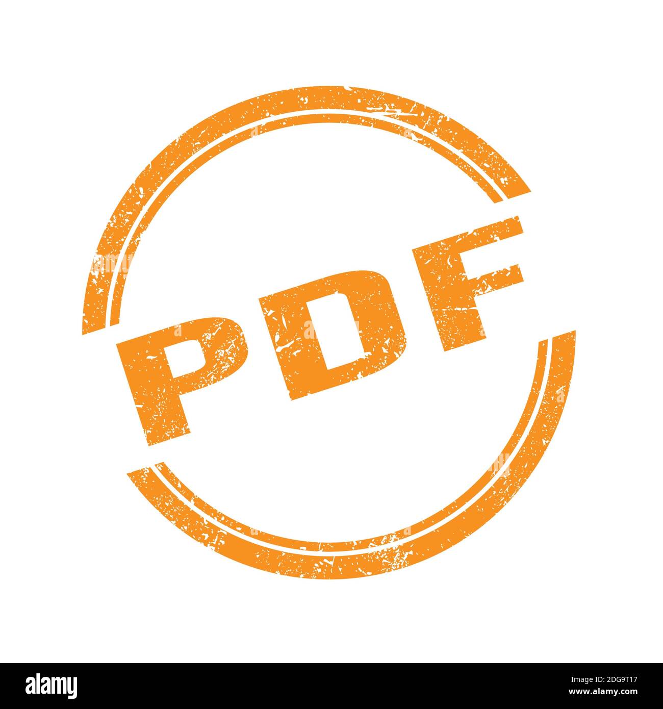 PDF text written on orange grungy vintage round stamp Stock Photo - Alamy