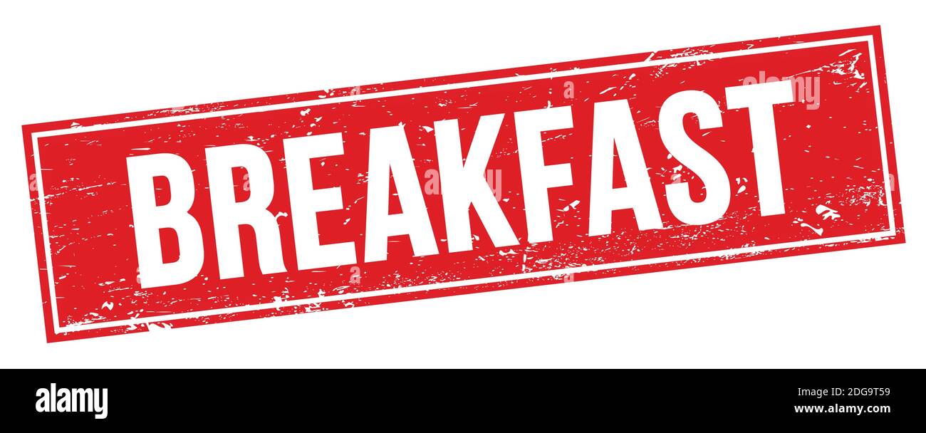 BREAKFAST text on red grungy rectangle stamp sign Stock Photo - Alamy