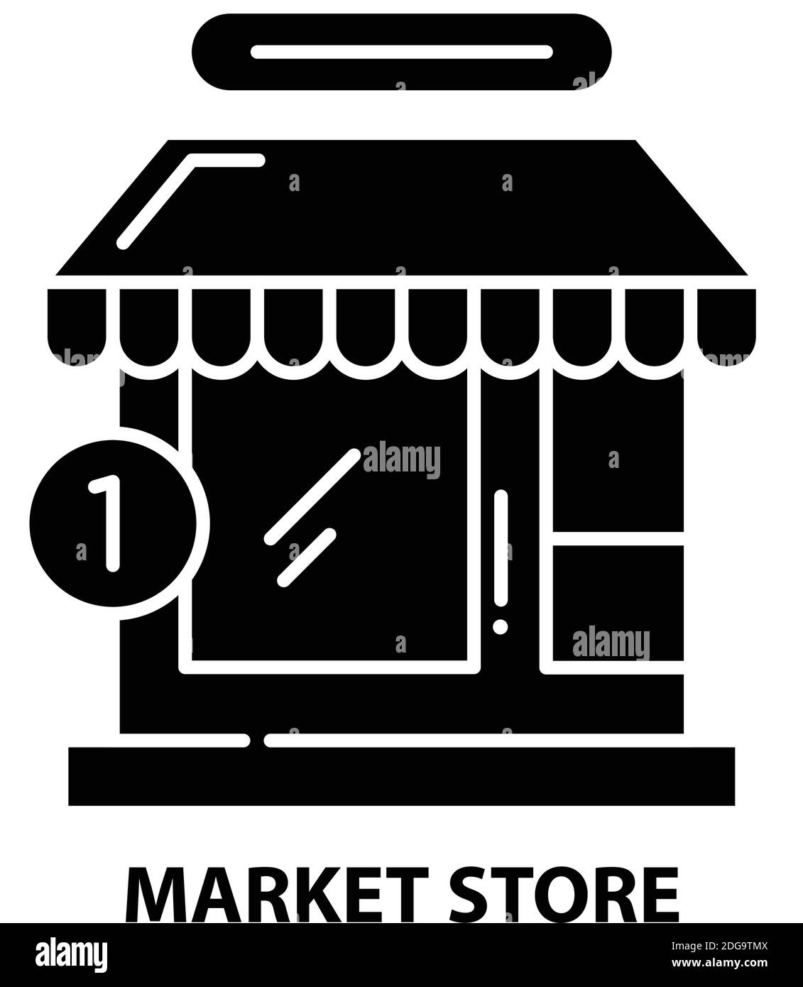 market store icon, black vector sign with editable strokes, concept ...