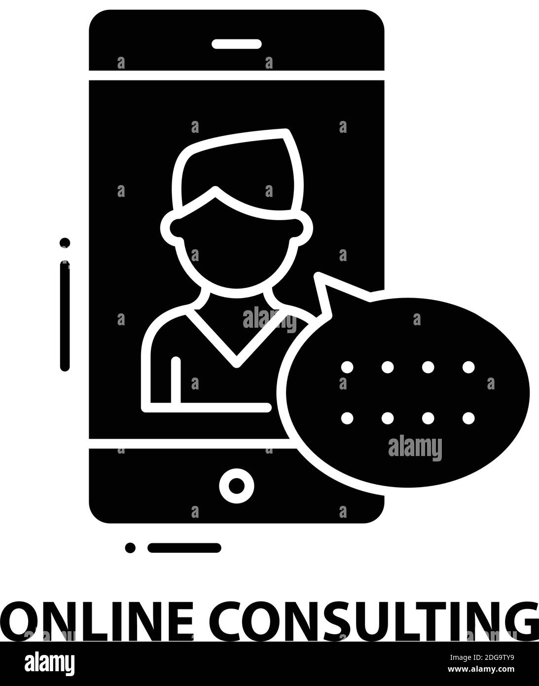 online consulting symbol icon, black vector sign with editable strokes, concept illustration ...