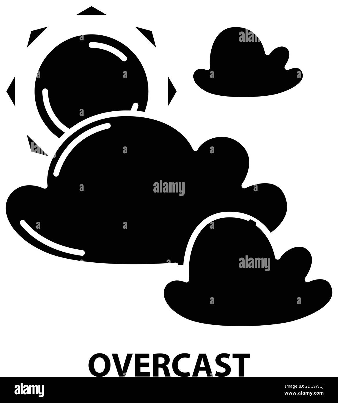 overcast icon, black vector sign with editable strokes, concept ...