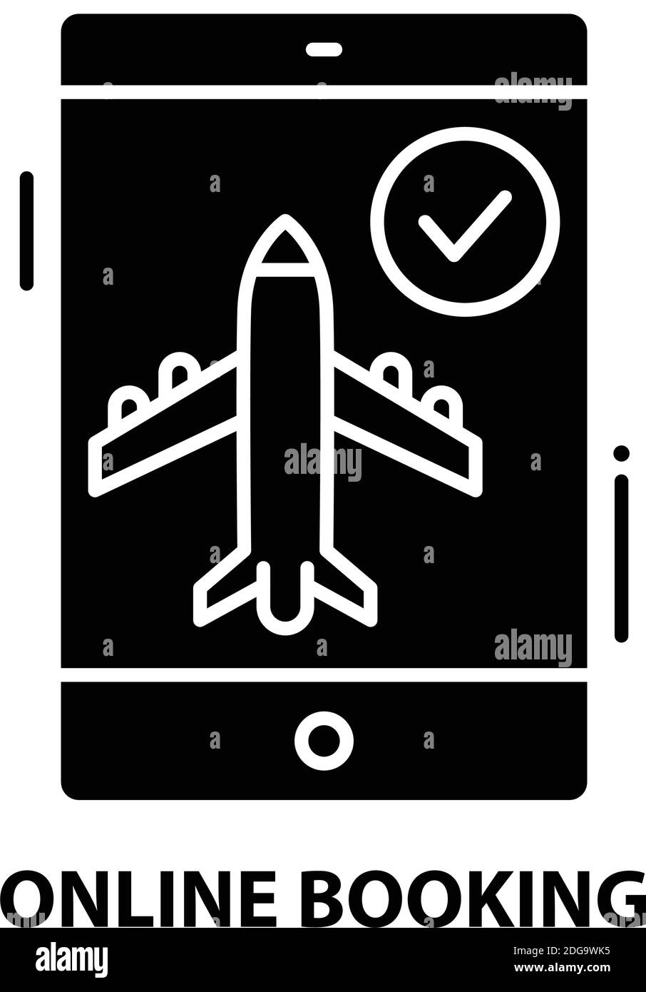 online booking icon, black vector sign with editable strokes, concept ...