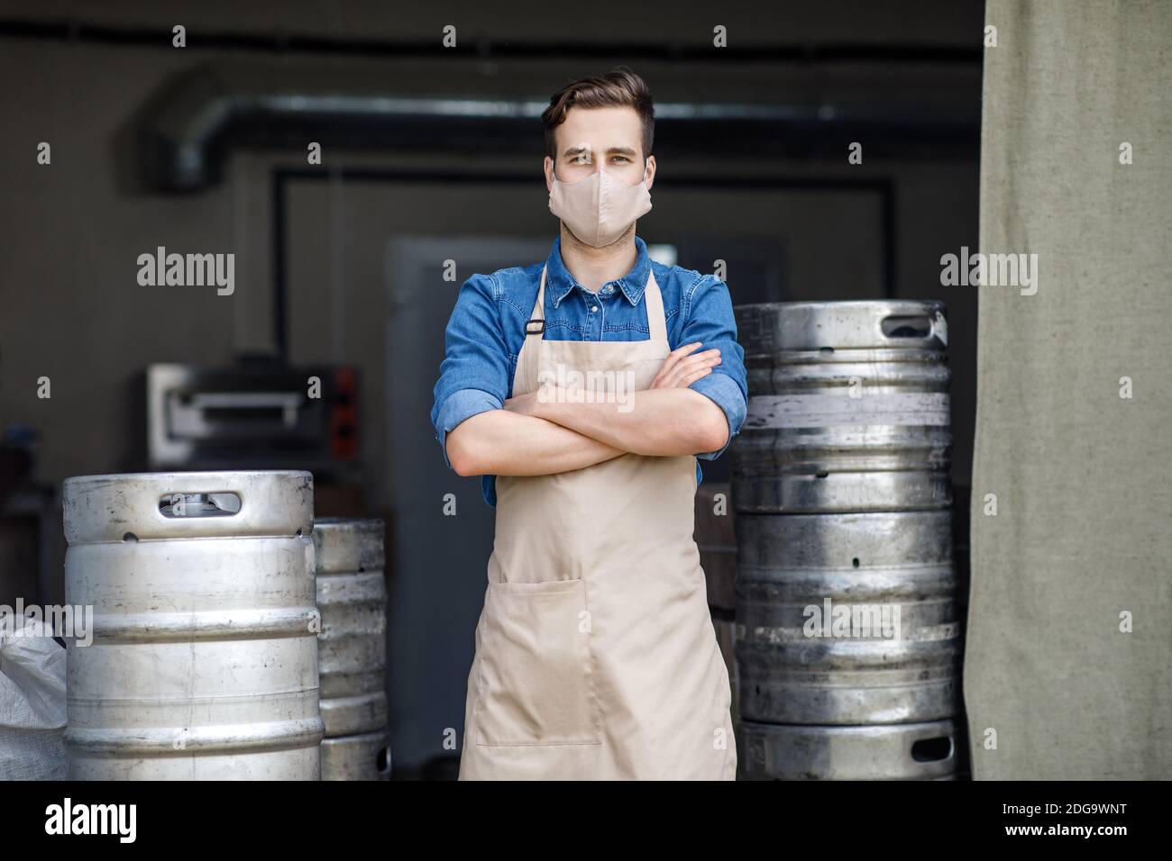 Work during lockdown and beer production at brewery Stock Photo - Alamy