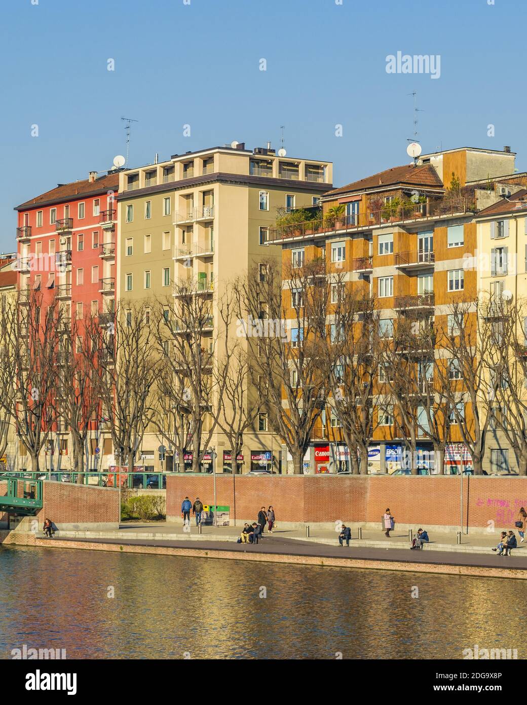 Waterfront Apartment Buildings, Milan, Italy Stock Photo - Alamy