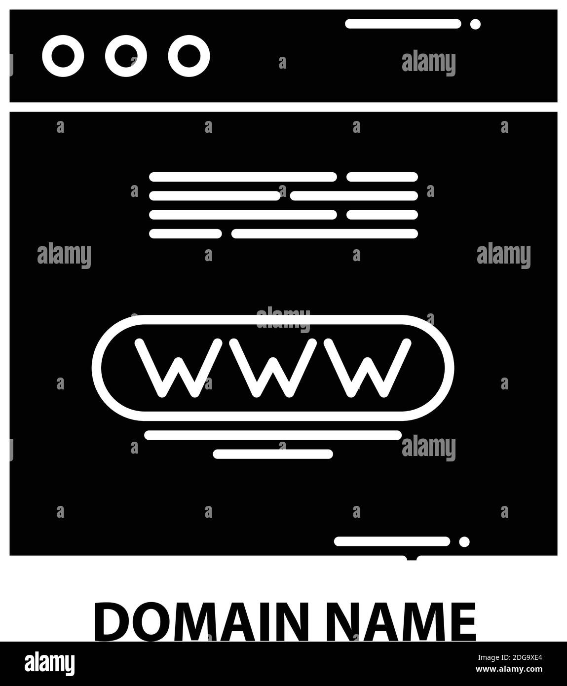 domain name icon, black vector sign with editable strokes, concept ...