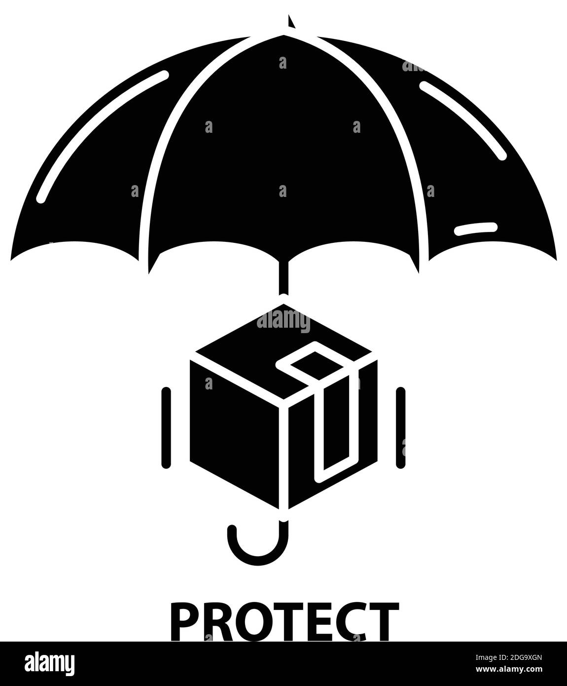 protect symbol icon, black vector sign with editable strokes, concept ...