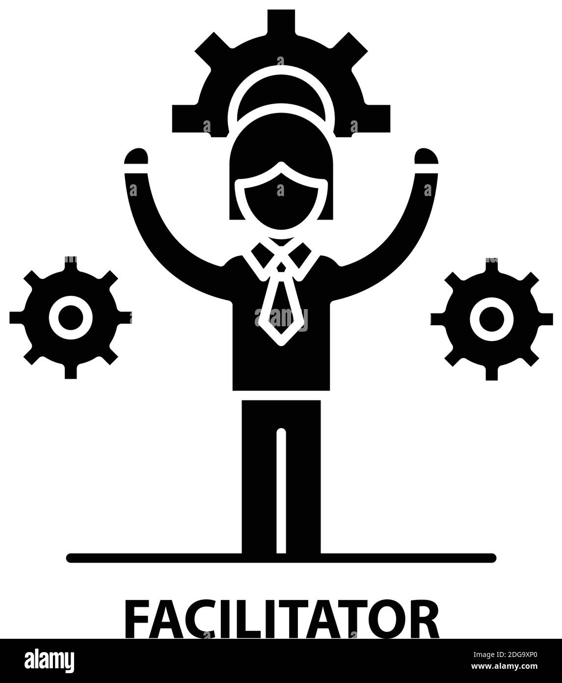 facilitator icon, black vector sign with editable strokes, concept ...
