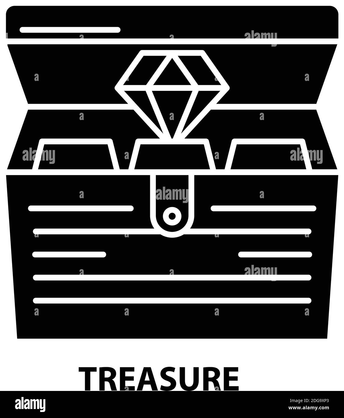 treasure icon, black vector sign with editable strokes, concept ...