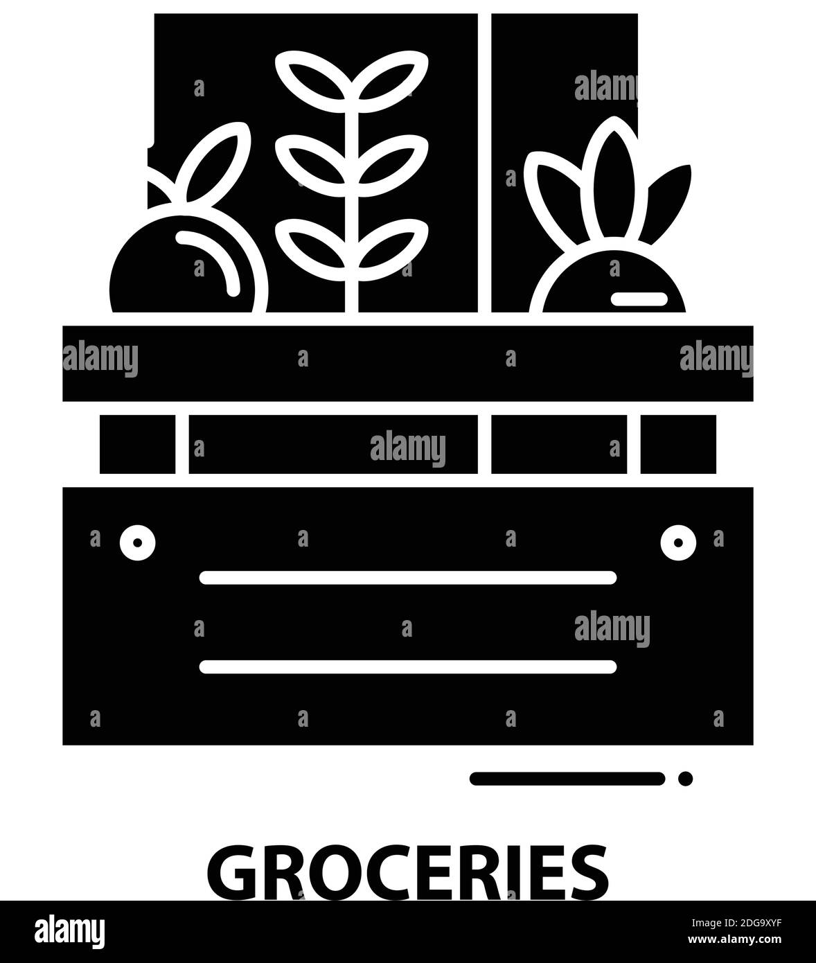 groceries icon, black vector sign with editable strokes, concept ...