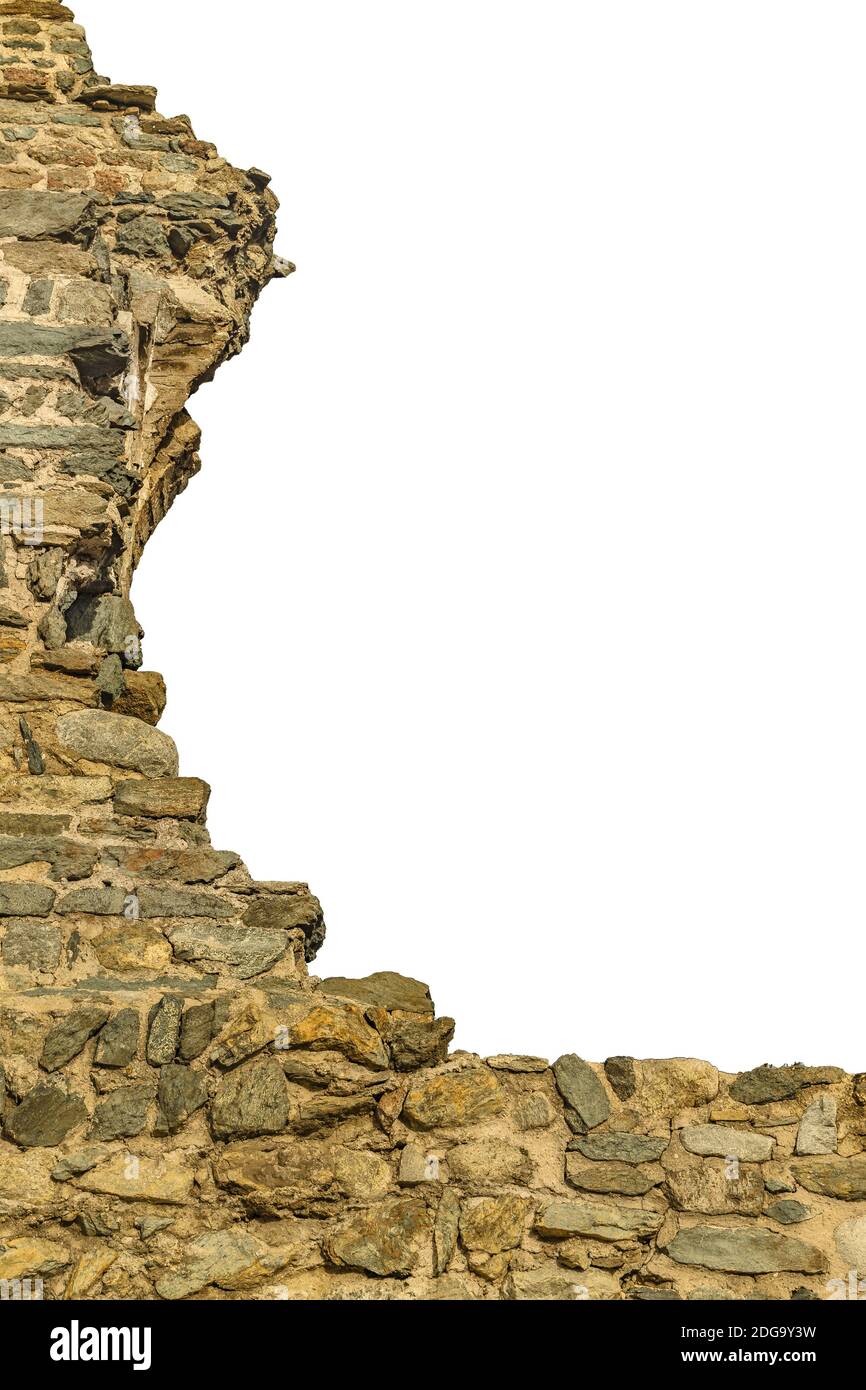 Antique Broken Stone Building Isolated Background Stock Photo - Alamy