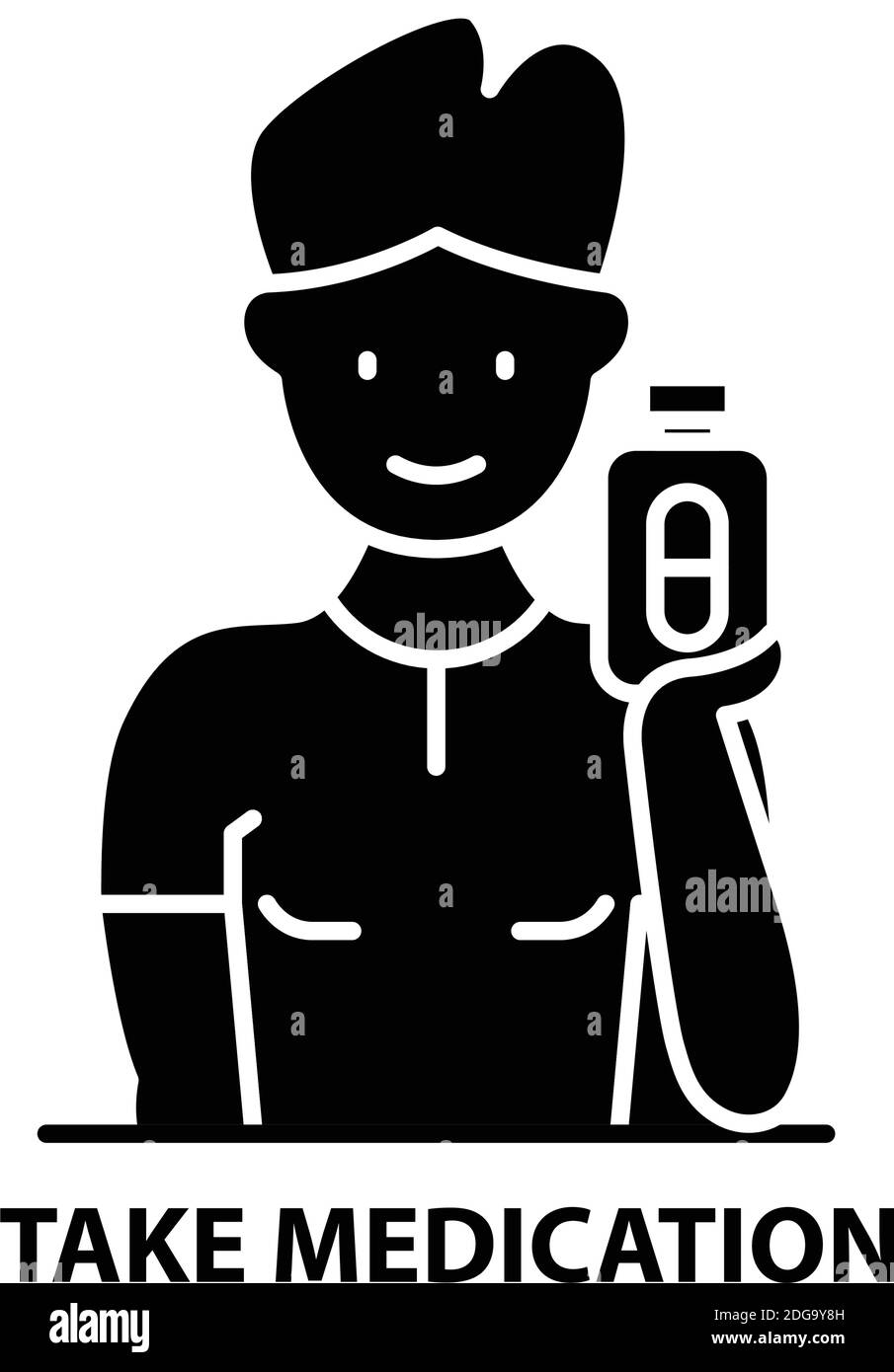 take medication icon, black vector sign with editable strokes, concept ...