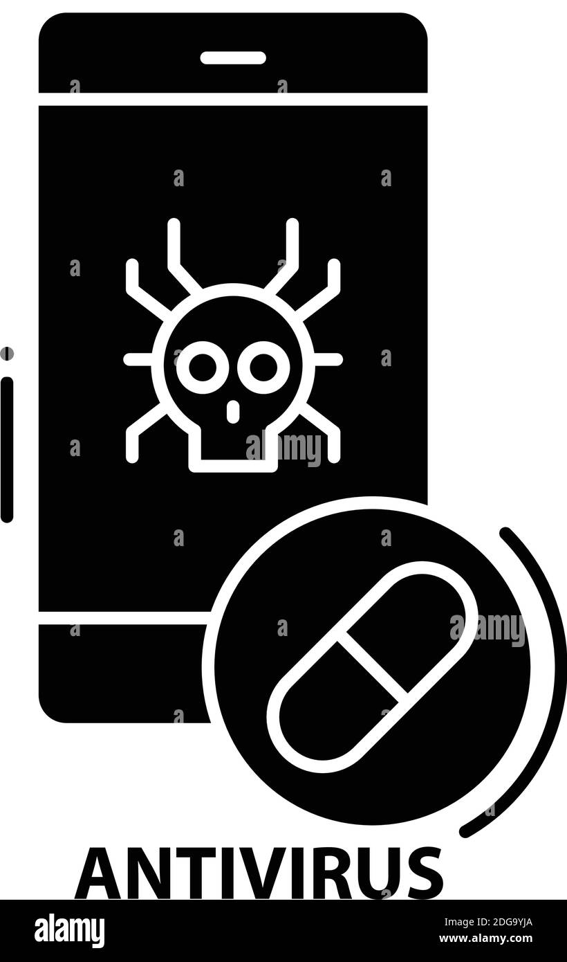 antivirus symbol icon, black vector sign with editable strokes, concept ...