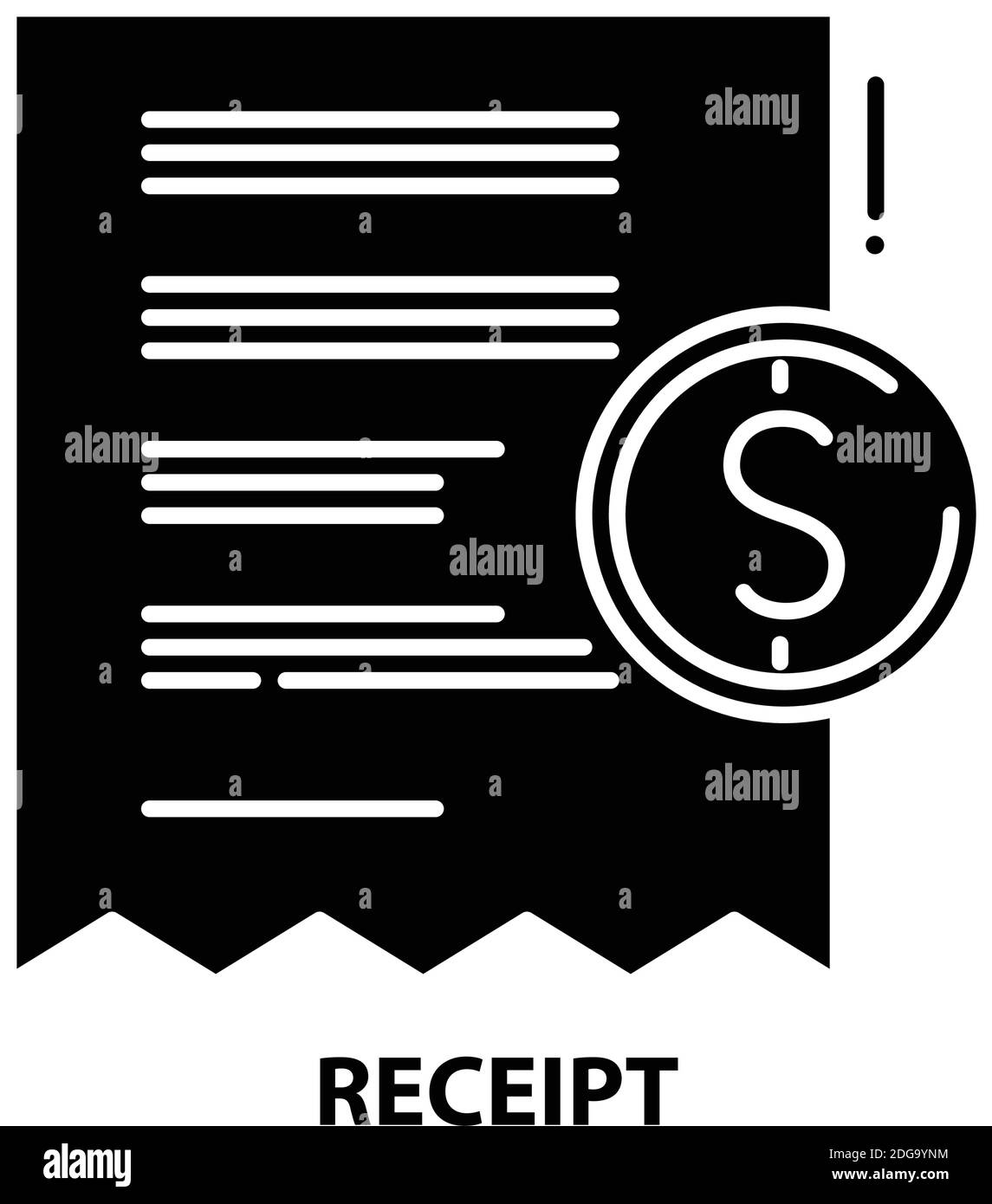 receipt symbol icon, black vector sign with editable strokes, concept ...