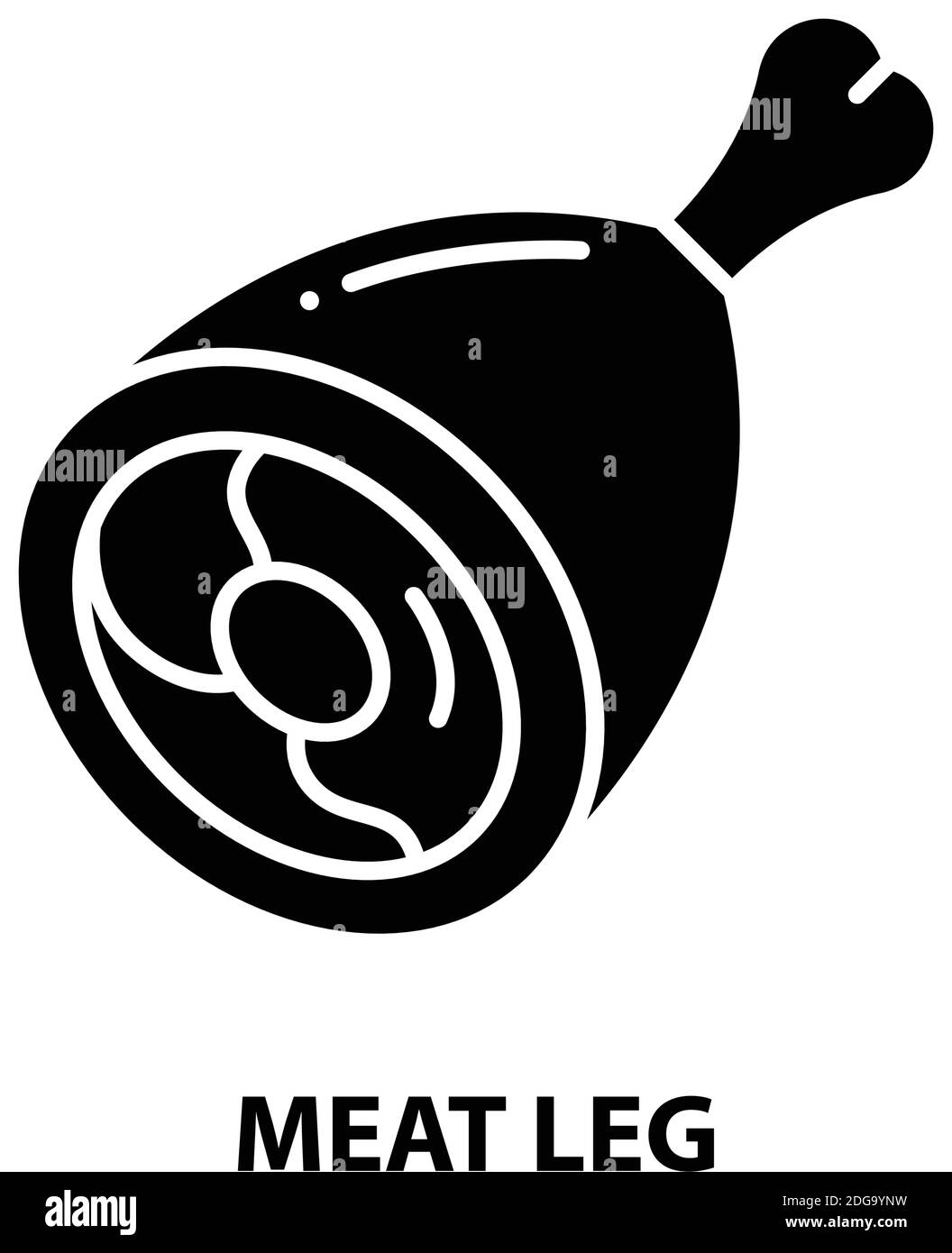 meat leg icon, black vector sign with editable strokes, concept ...