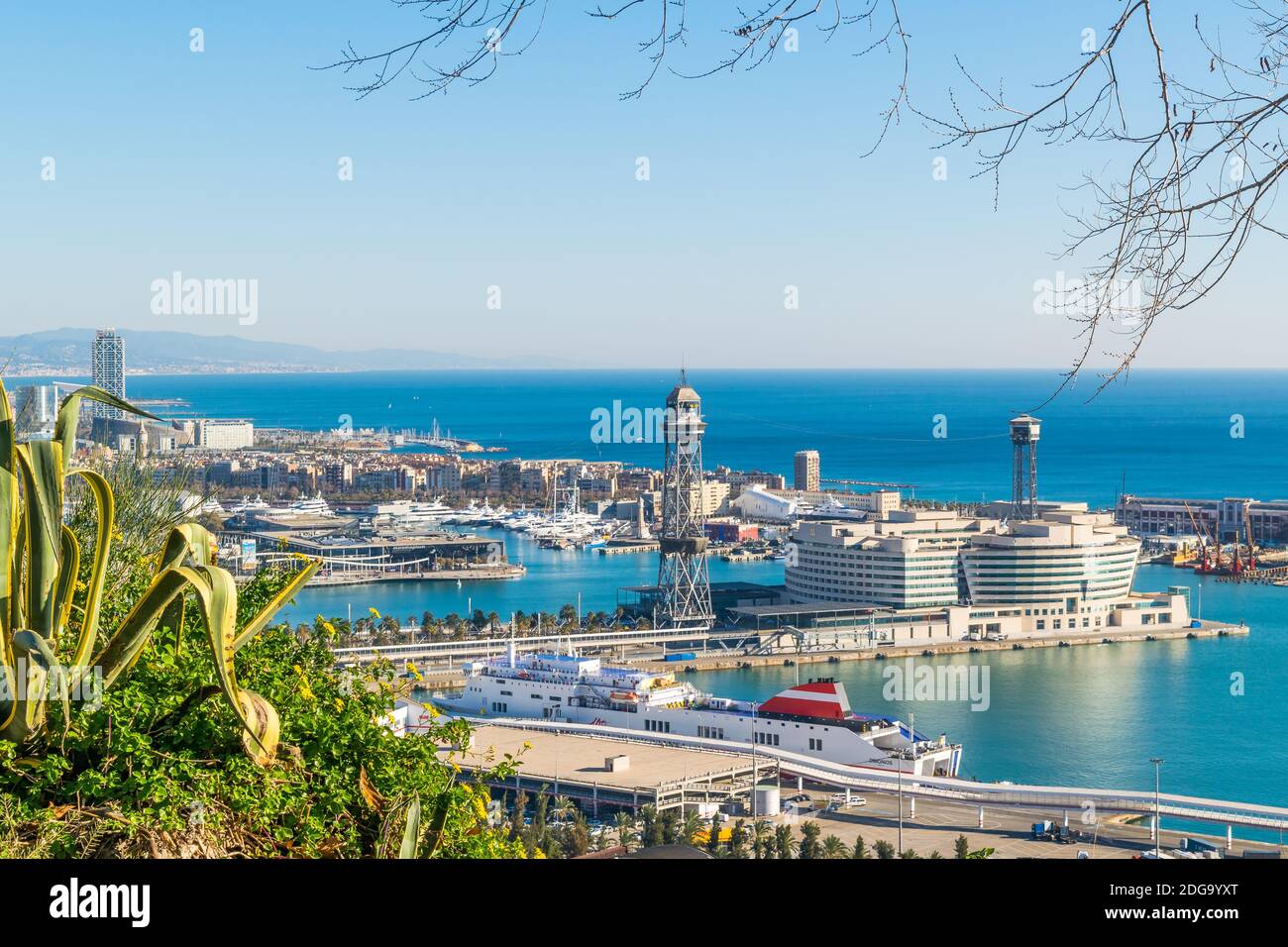 Aerial View Barcelona Harbor, Spain Stock Photo - Alamy