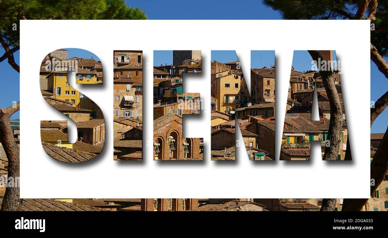 Siena Italy in letters with border Stock Photo - Alamy