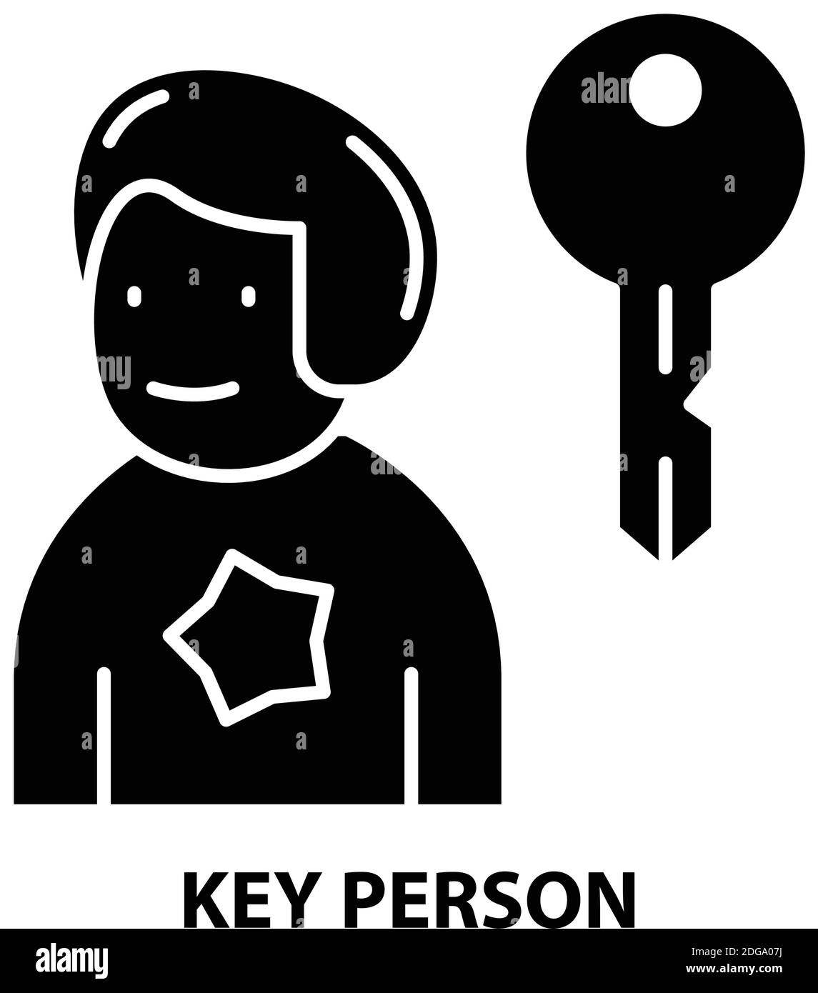 key person icon, black vector sign with editable strokes, concept ...