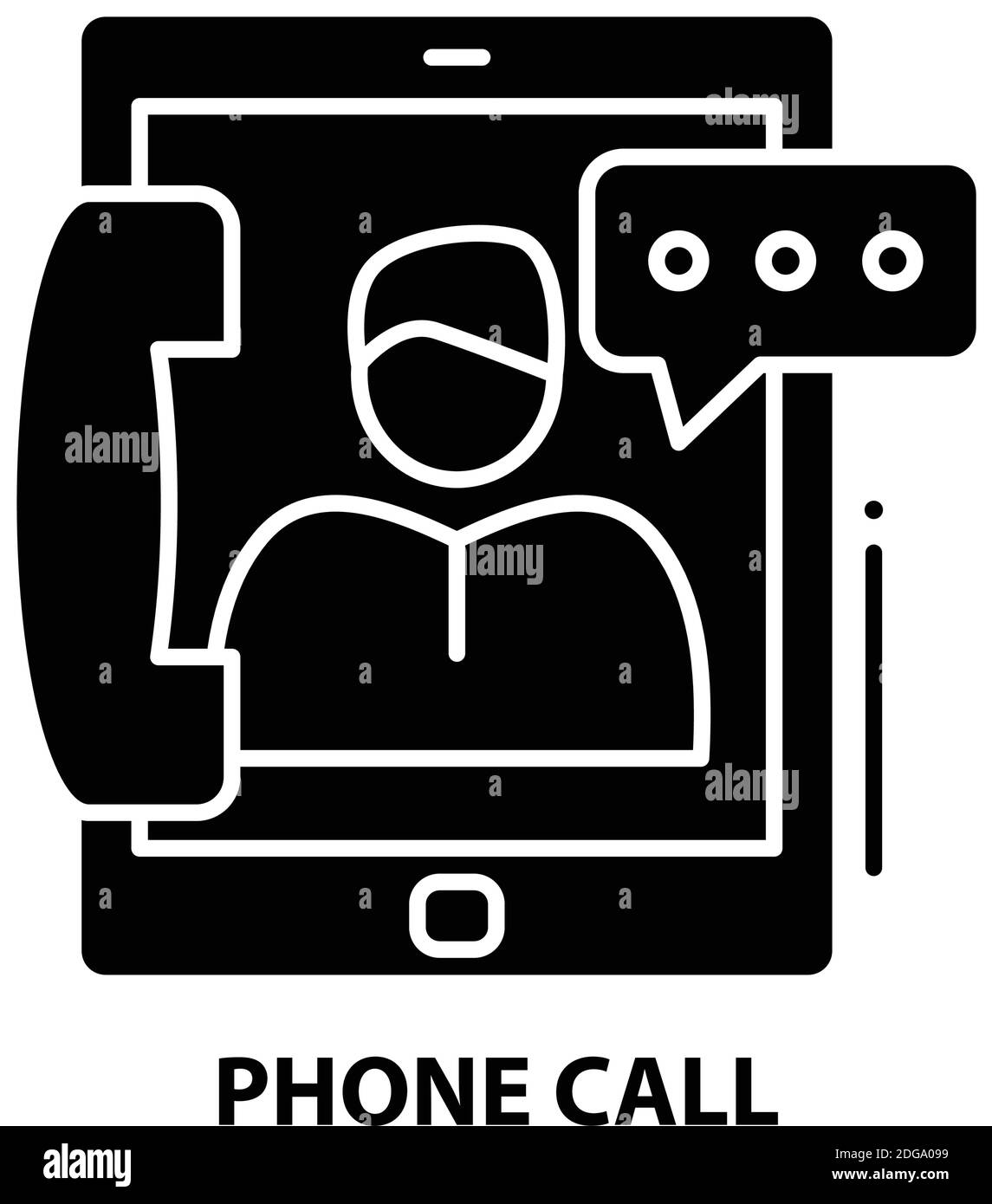 phone call icon, black vector sign with editable strokes, concept ...