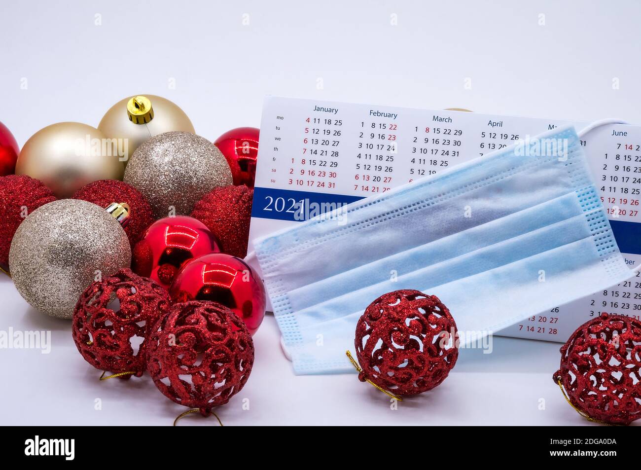 calendar and New year, new year toys and medical mask, planning for the ...