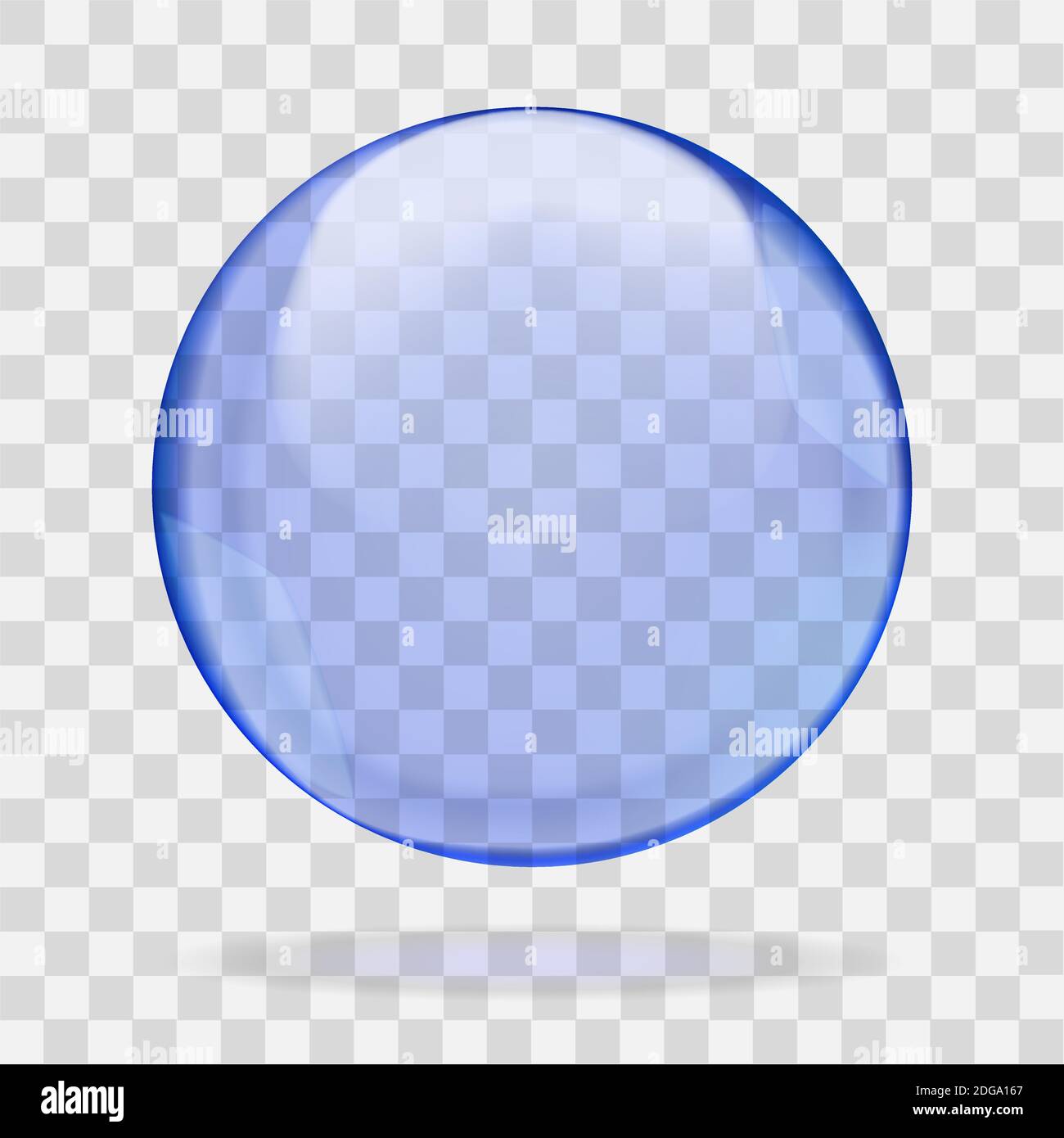 Blue translucent light round bubble or sphere with glares and ...