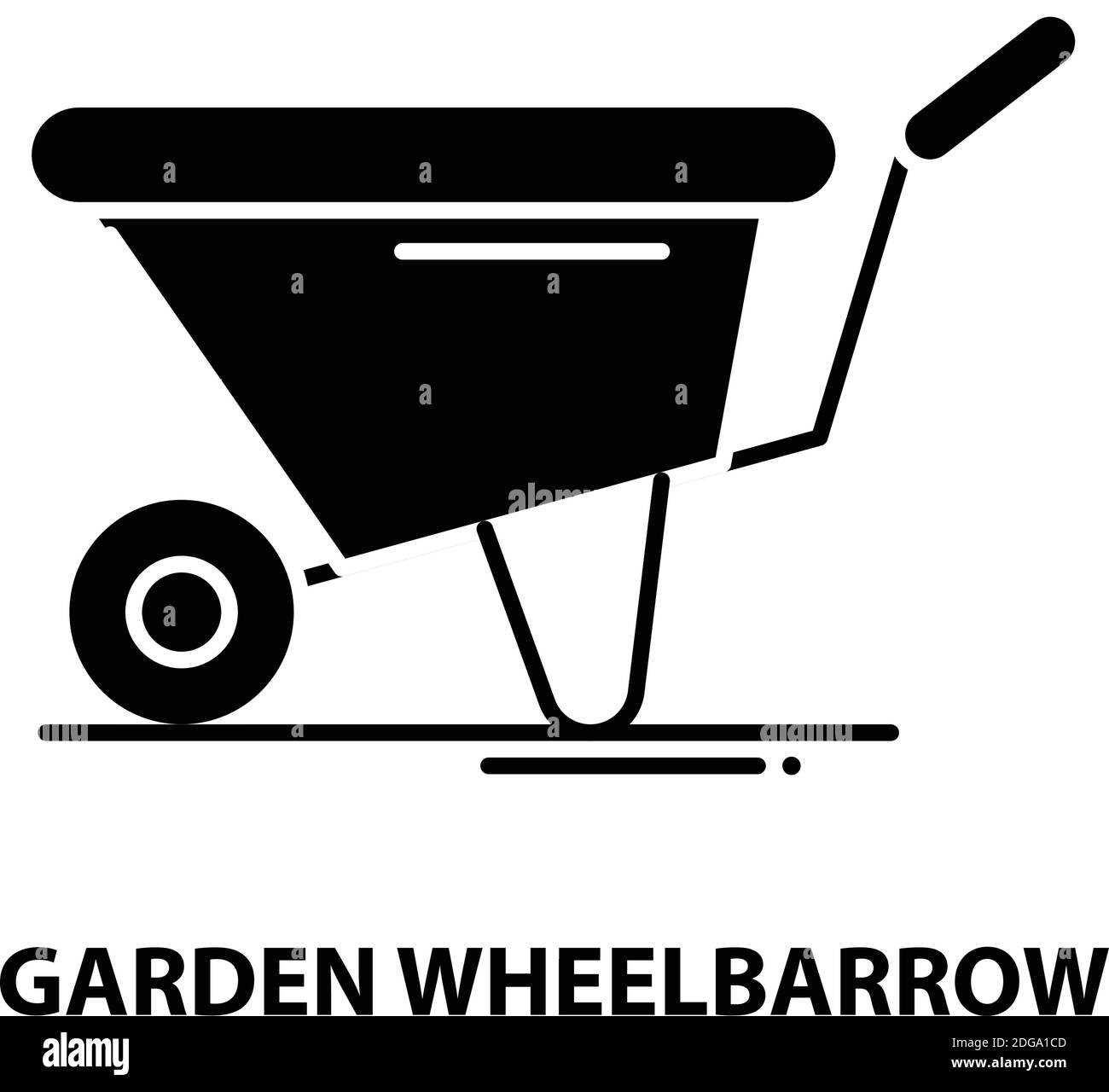garden wheelbarrow symbol icon, black vector sign with editable strokes ...