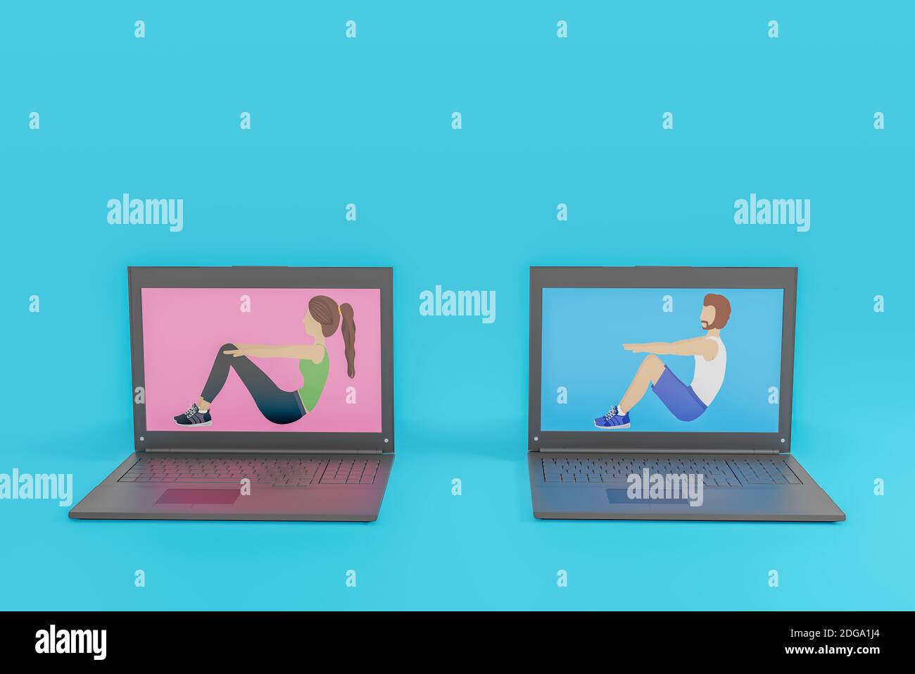 Online digital workout session live with personal trainer using webcam ...