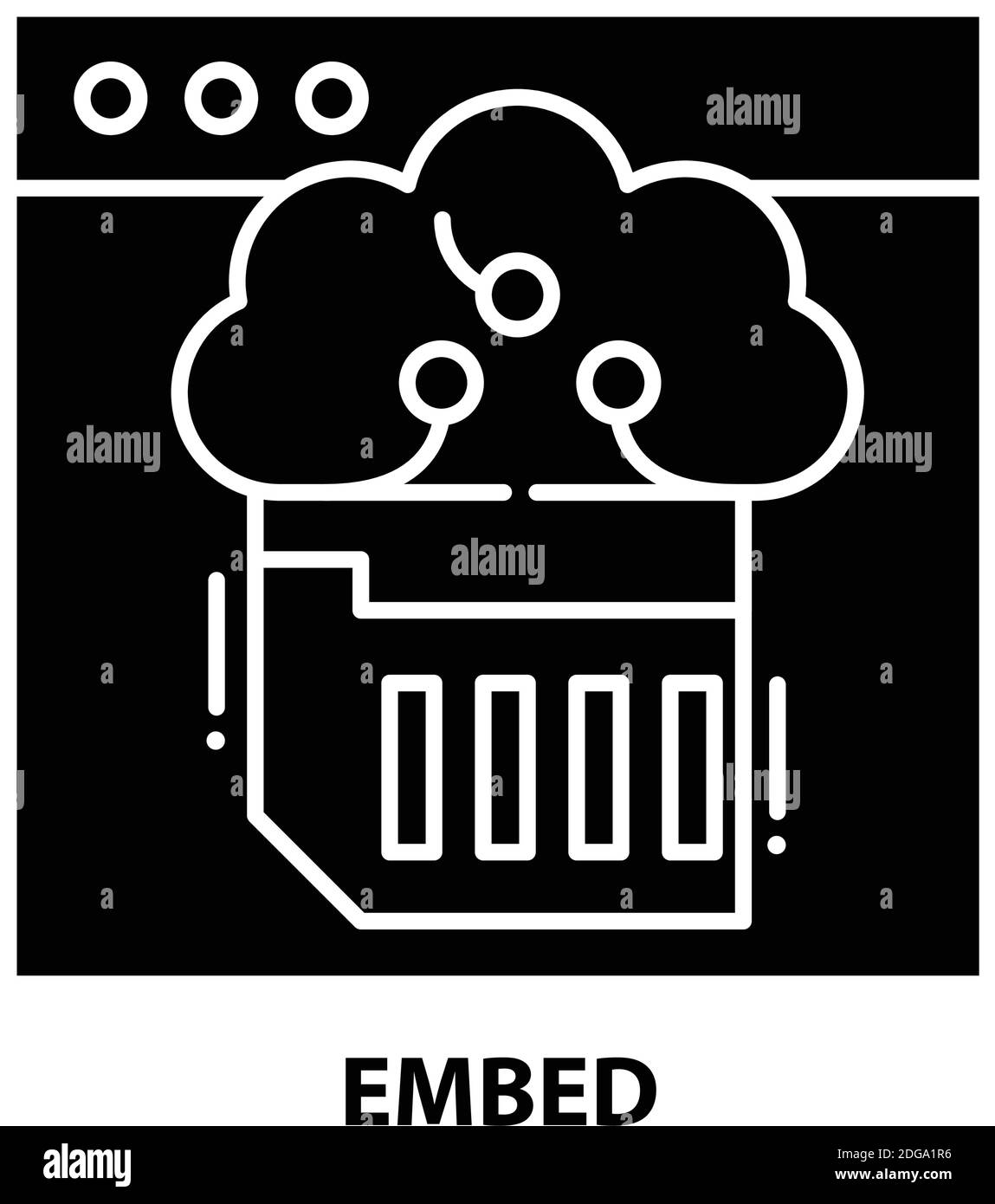 embed icon, black vector sign with editable strokes, concept ...