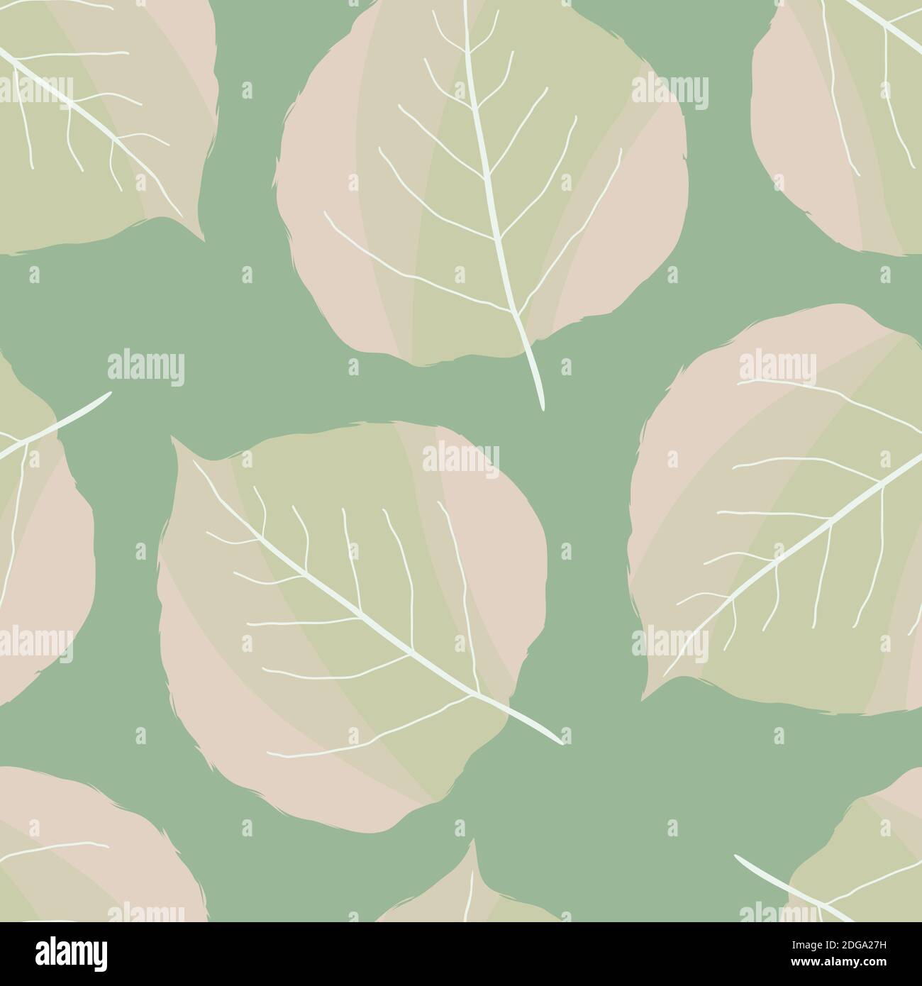 Aspen leaf seamless vector pattern background. Beautiful duotone hand ...