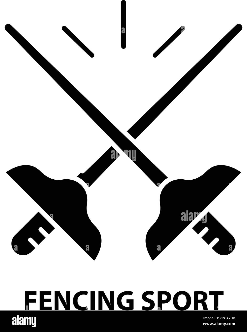 fencing sport icon, black vector sign with editable strokes, concept ...