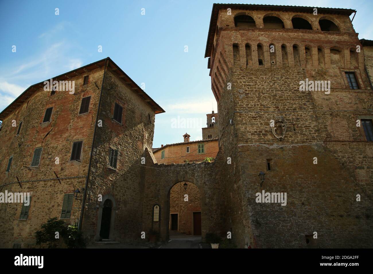 Medieval palaces in the town of Panicale in Umbria, Italy Stock Photo ...