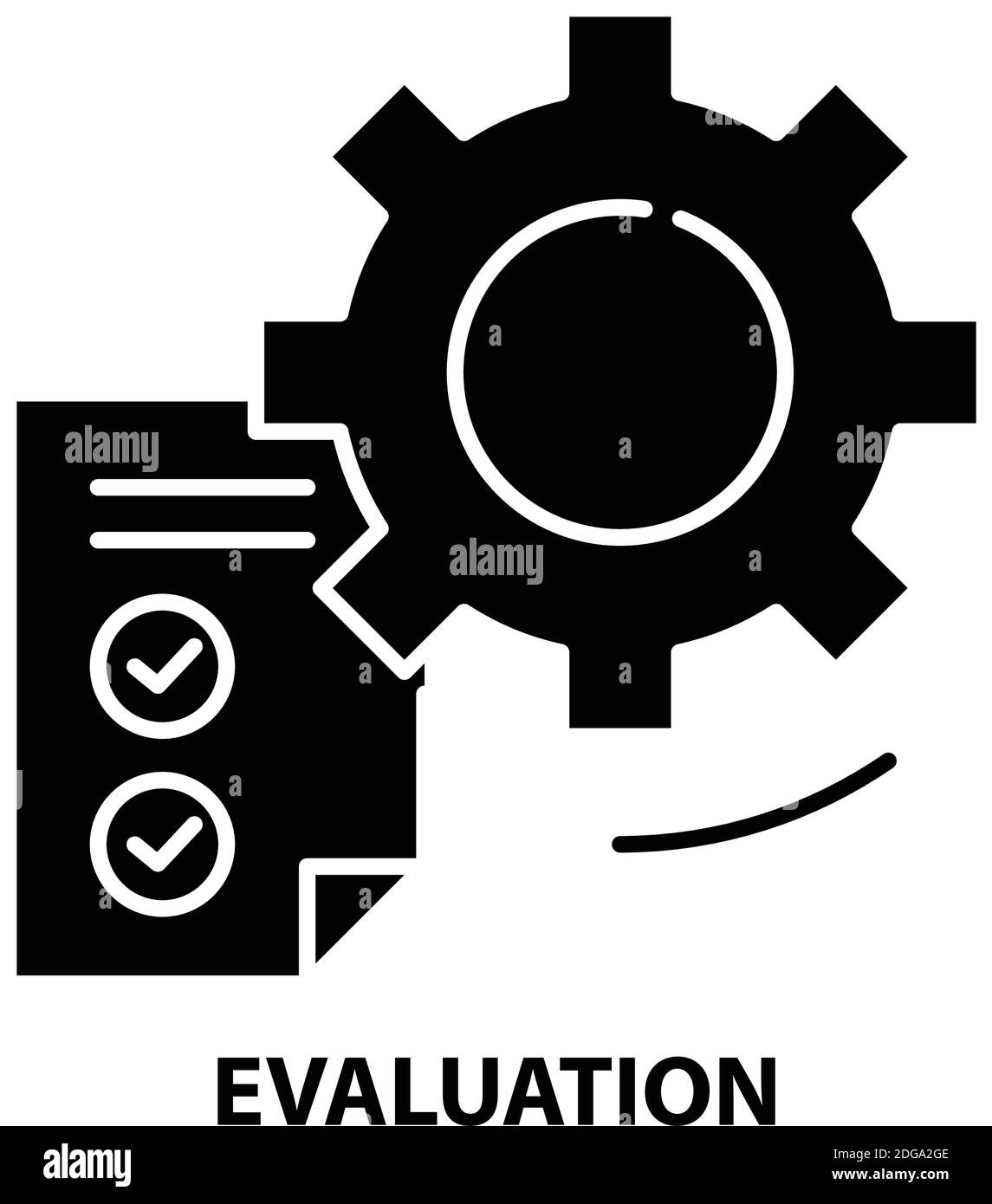 evaluation icon, black vector sign with editable strokes, concept ...