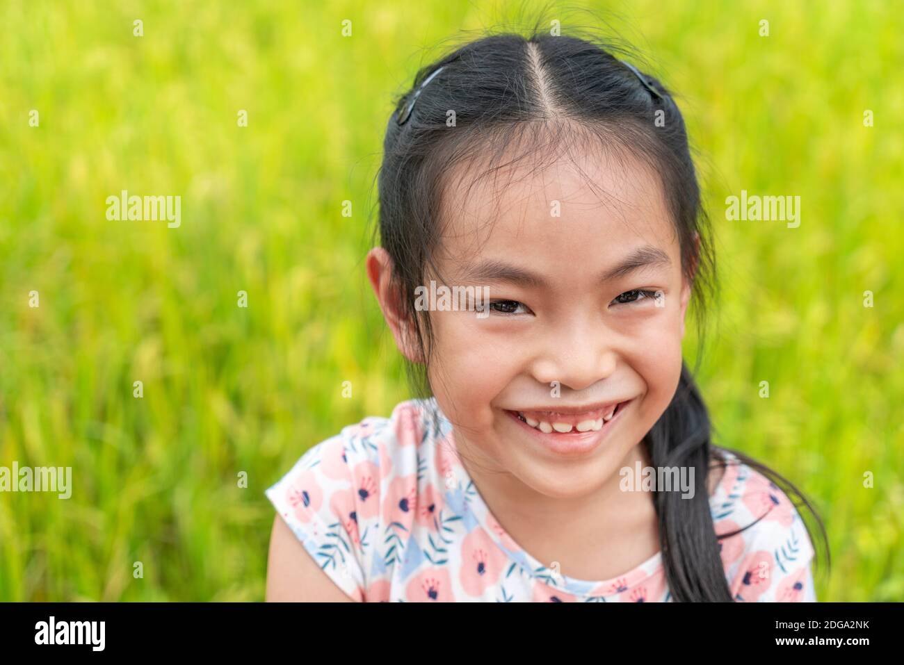 Beautiful portrait of Asian child girl on vacation, cute face with big ...