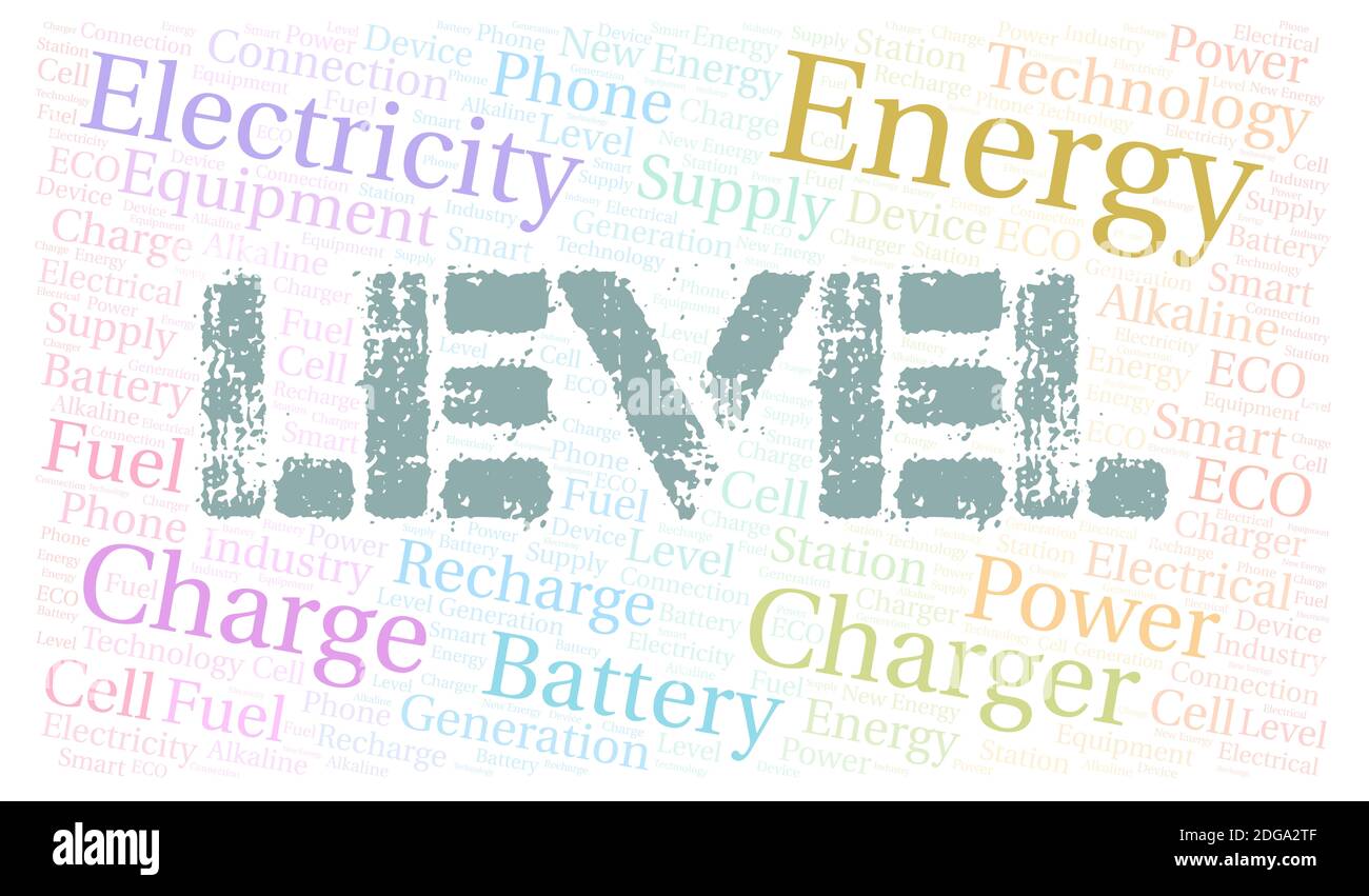 Level typography word cloud create with text only Stock Photo - Alamy
