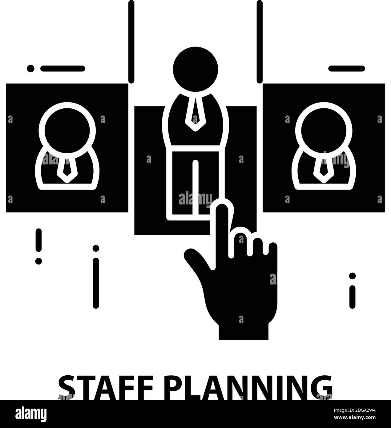 staff planning icon, black vector sign with editable strokes, concept ...