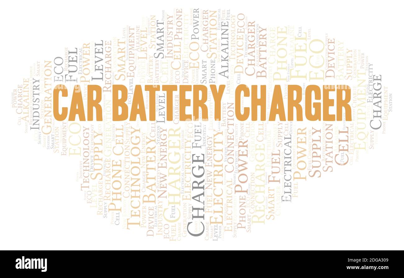 Car Battery Charger typography word cloud create with text only Stock ...