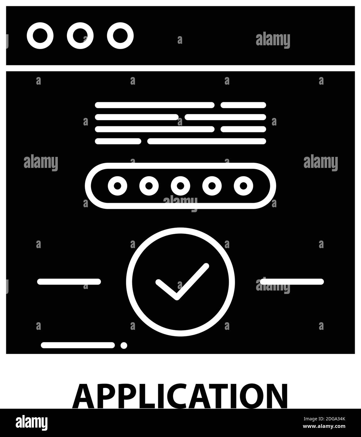 application icon, black vector sign with editable strokes, concept ...