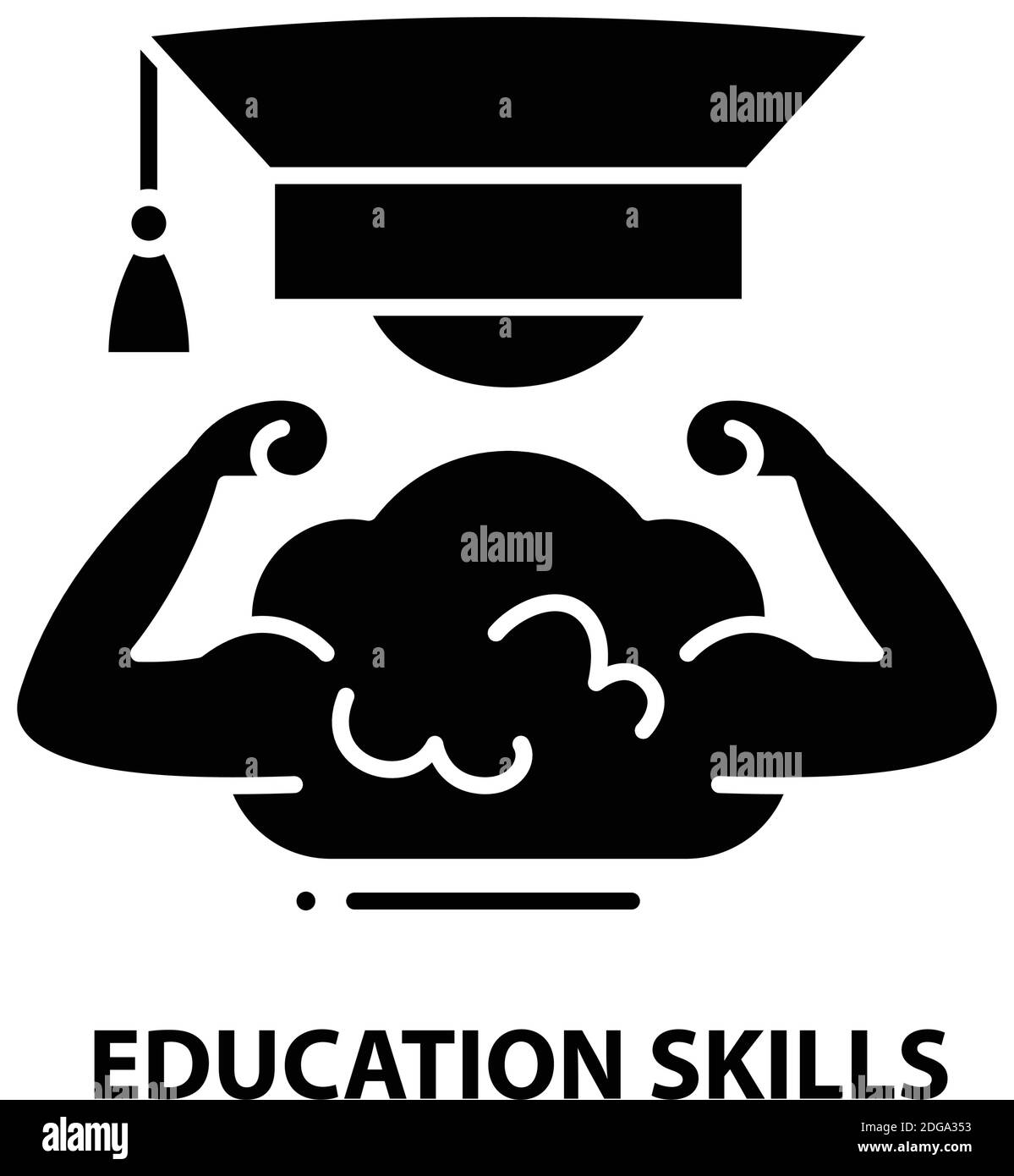education skills symbol icon, black vector sign with editable strokes ...