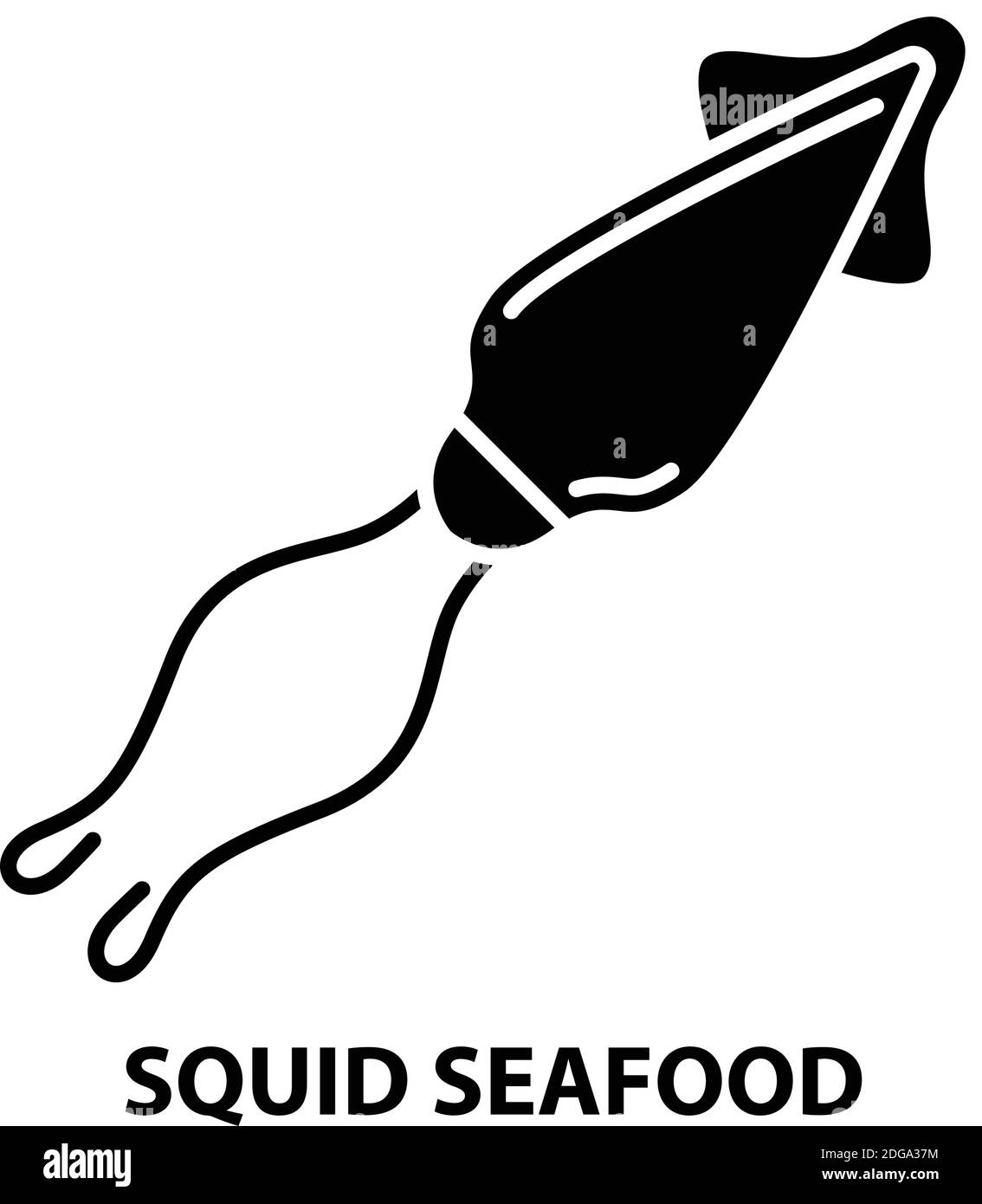 squid seafood icon, black vector sign with editable strokes, concept ...