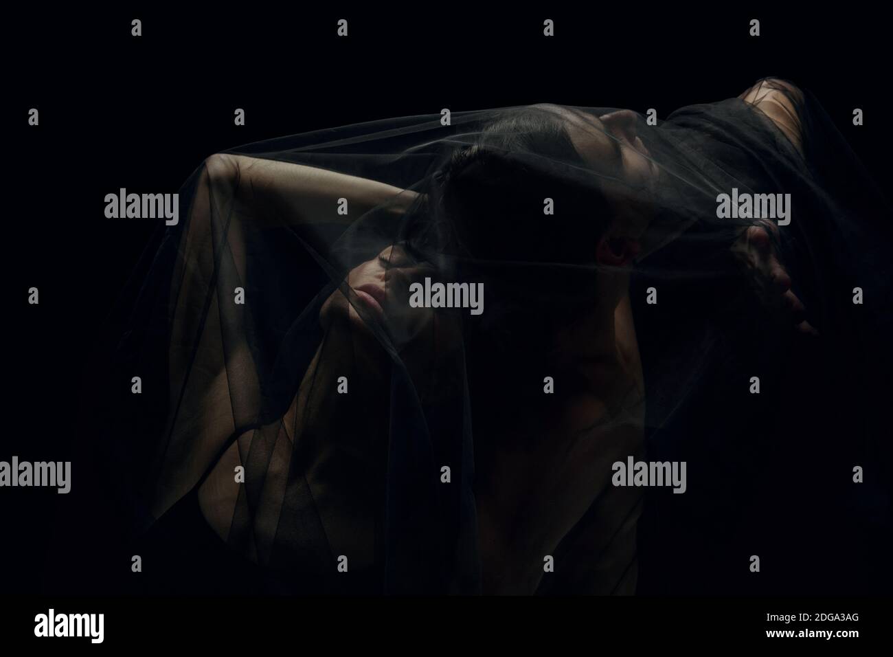 Loving. Graceful classic ballet dancers isolated on black studio ...