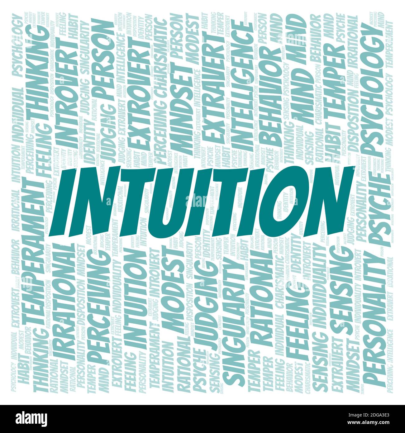 Intuition typography word cloud create with text only Stock Photo - Alamy
