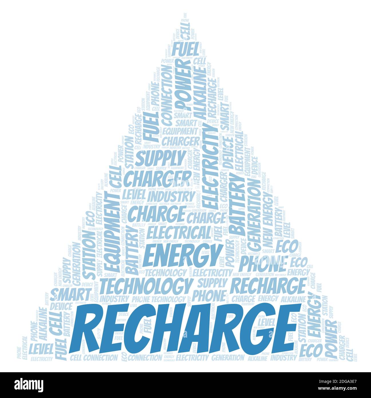 Recharge typography word cloud create with text only Stock Photo - Alamy
