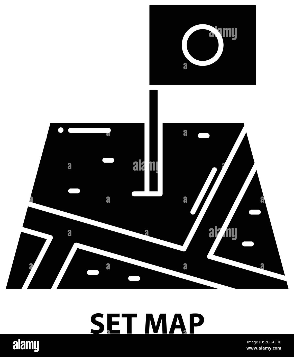 set map icon, black vector sign with editable strokes, concept ...