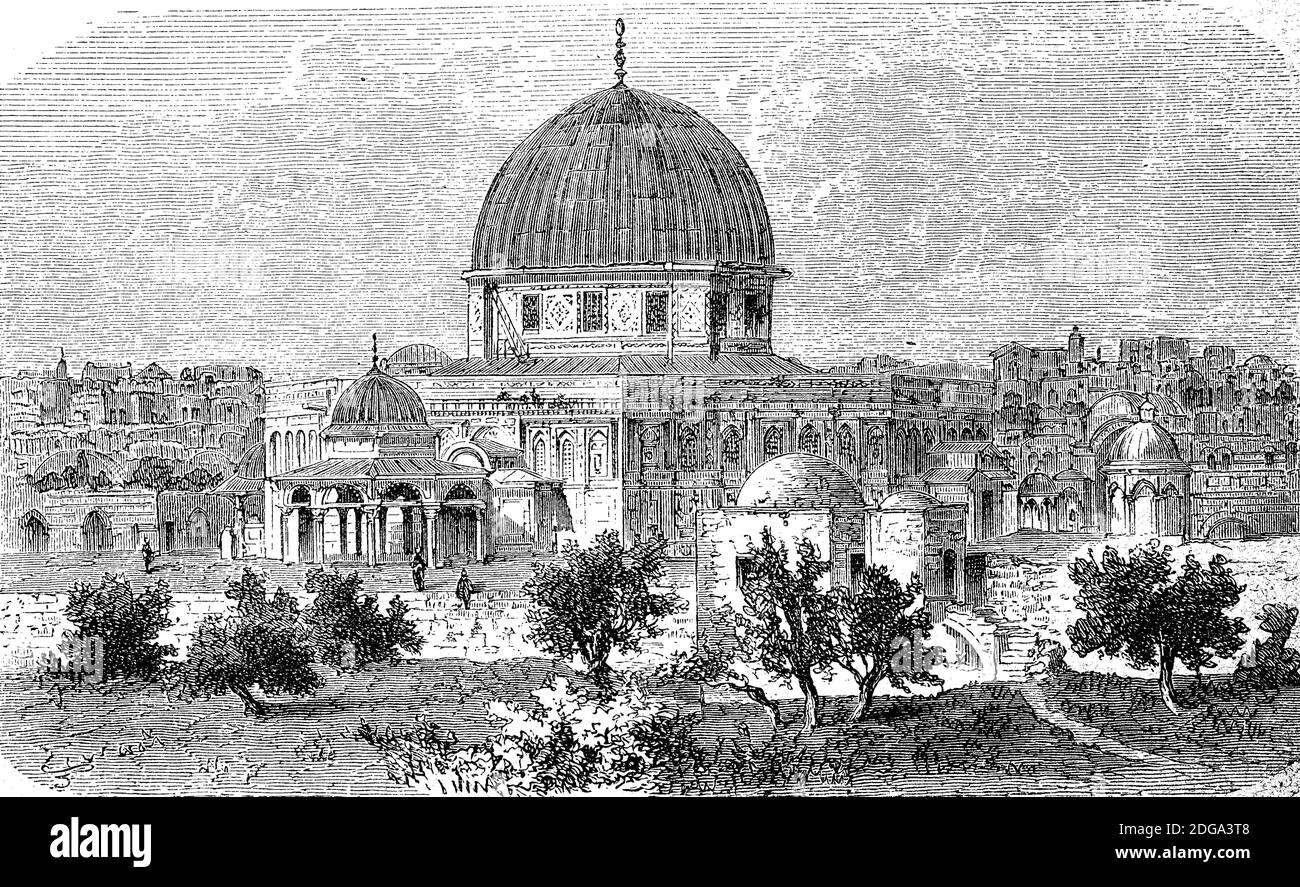 Omar Mosque, Dome of the Rock, in Jerusalem, Israel, after a view from ...