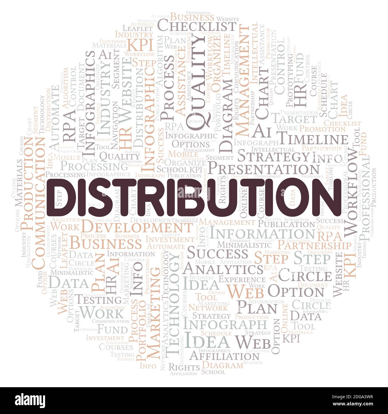 Distribution typography word cloud create with text only Stock Photo ...