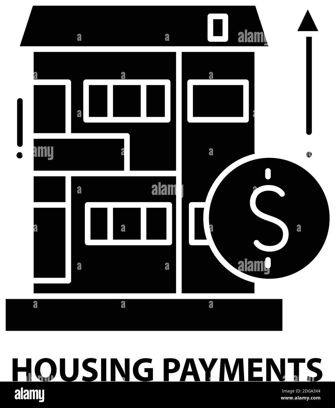 housing payments icon, black vector sign with editable strokes, concept ...