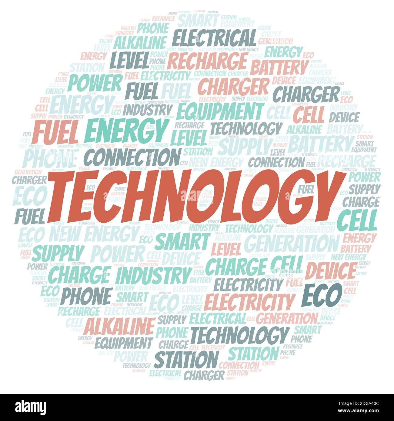 Technology typography word cloud create with text only Stock Photo - Alamy