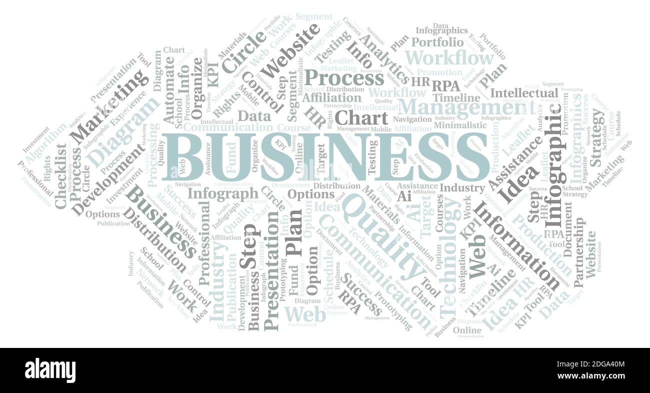Business typography word cloud create with text only Stock Photo - Alamy