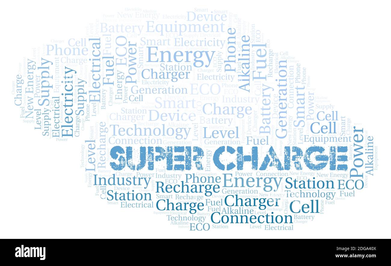 Super Charge typography word cloud create with text only Stock Photo ...